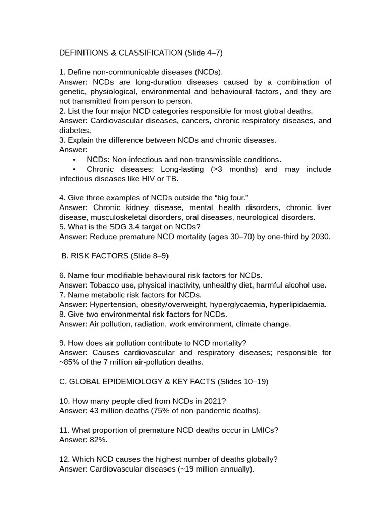 NDC Questions | PDF | Non Communicable Disease | Chronic Condition