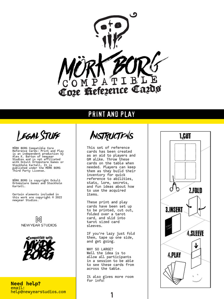 Core MB - Print and Play - Final (MORK BORG REFERENCE CARDS) | PDF