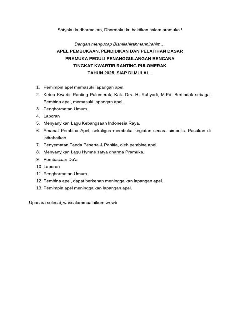 Upacara Diklat Urc | PDF