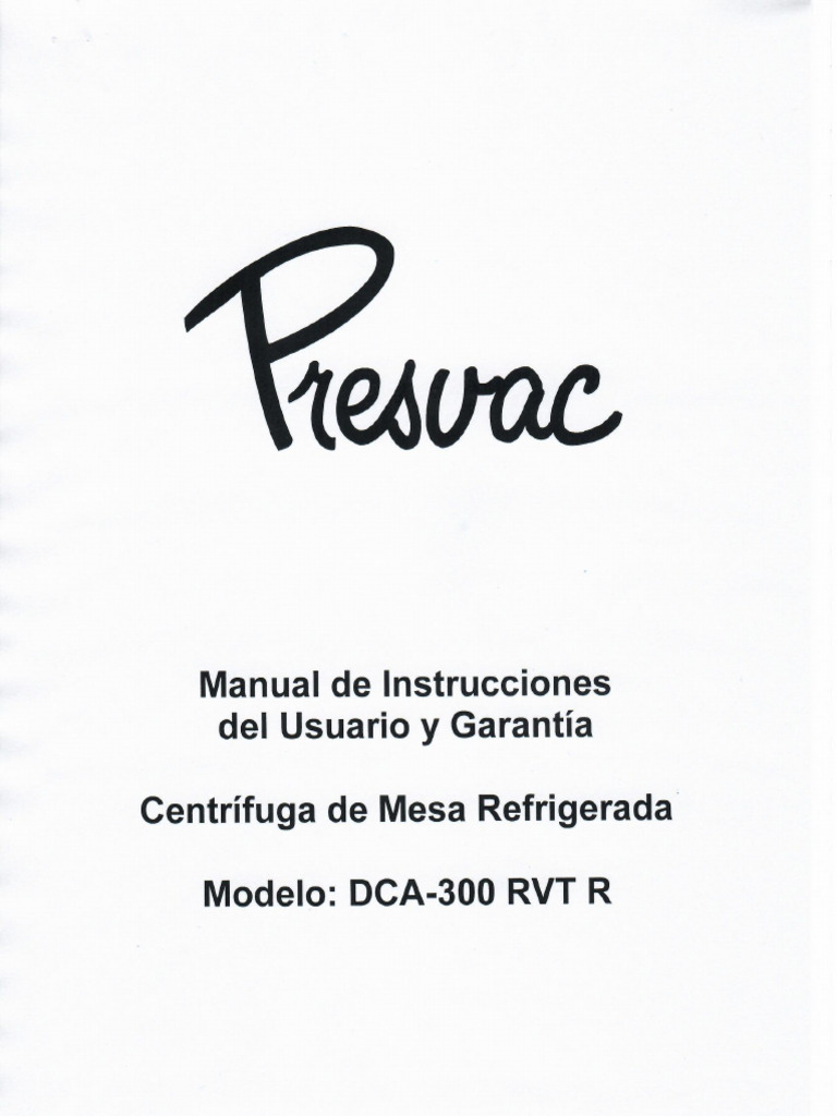 Manual Centrífuga Presvac DCA-300 RTV R - Refrigerada | PDF