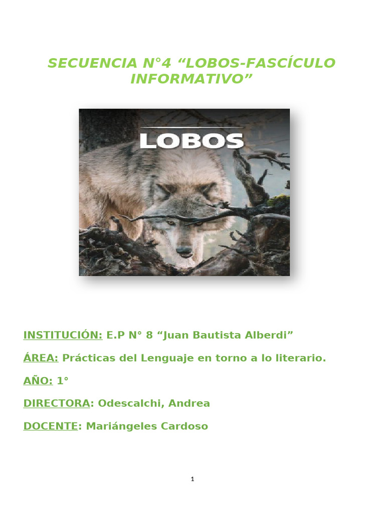 Fascículo Informativo sobre Lobos | PDF | Información | Enseñando