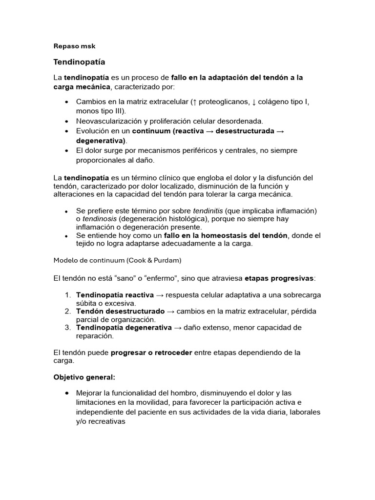 Repaso msk | PDF | Tendón | Hombro