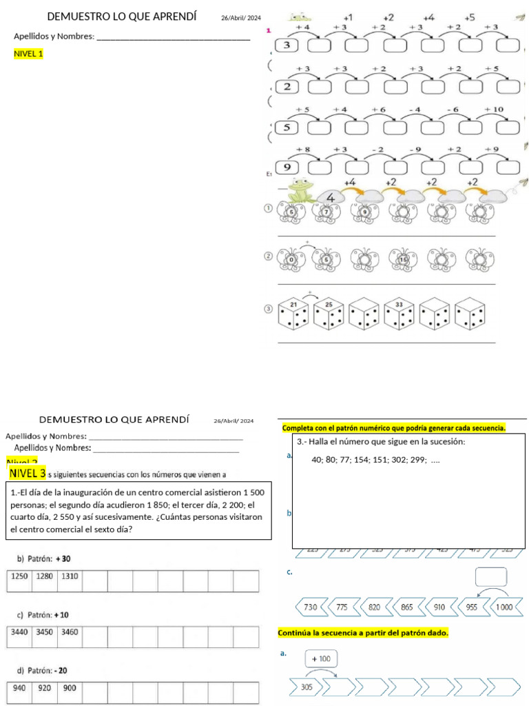 Ficha Patrones Numericos | PDF