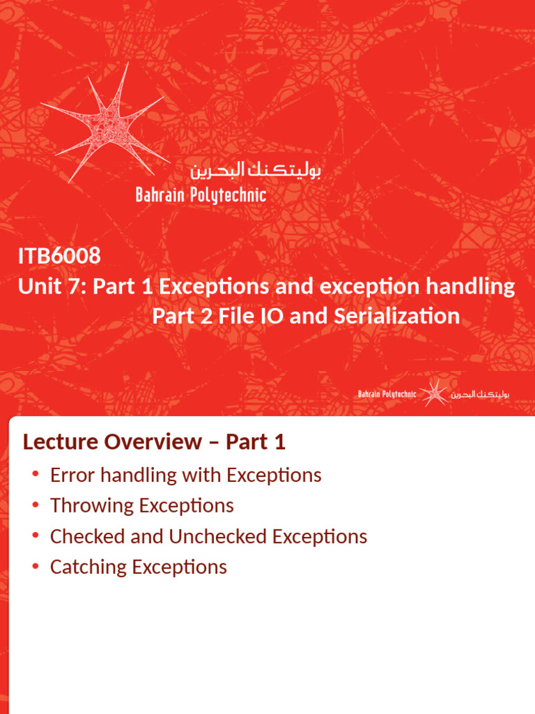ITB6008 - Unit07 Exceptions Files Serialisation | PDF | Class (Computer Programming) | Computer File