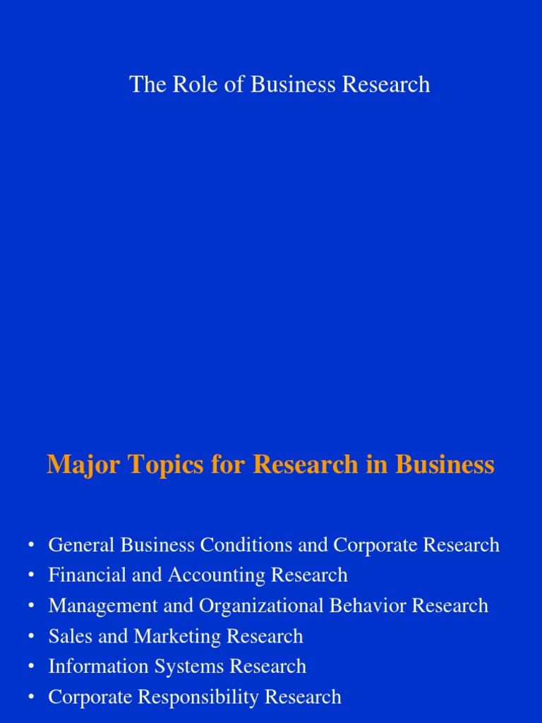 The Role of Business Research | PDF