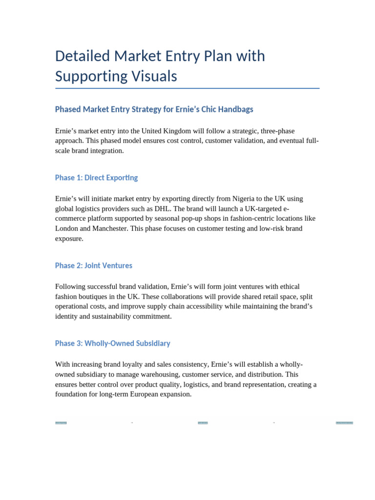 Ernies Detailed Market Entry Plan With Visuals | PDF