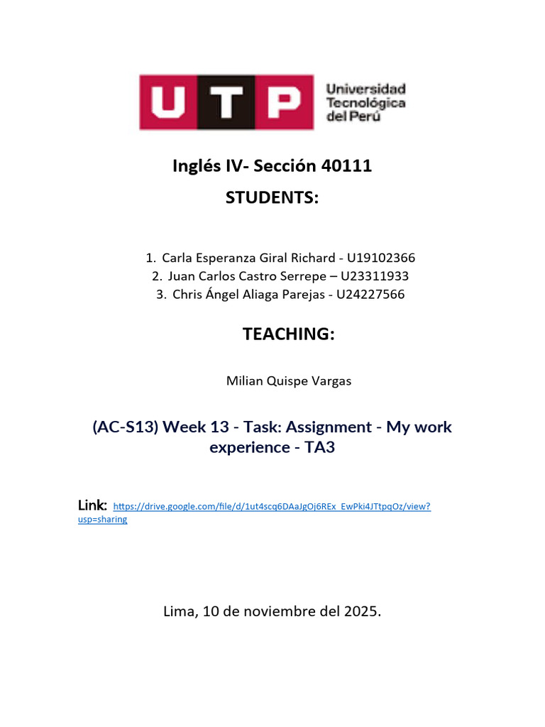 Task Week 13 - Ingles 4 | PDF