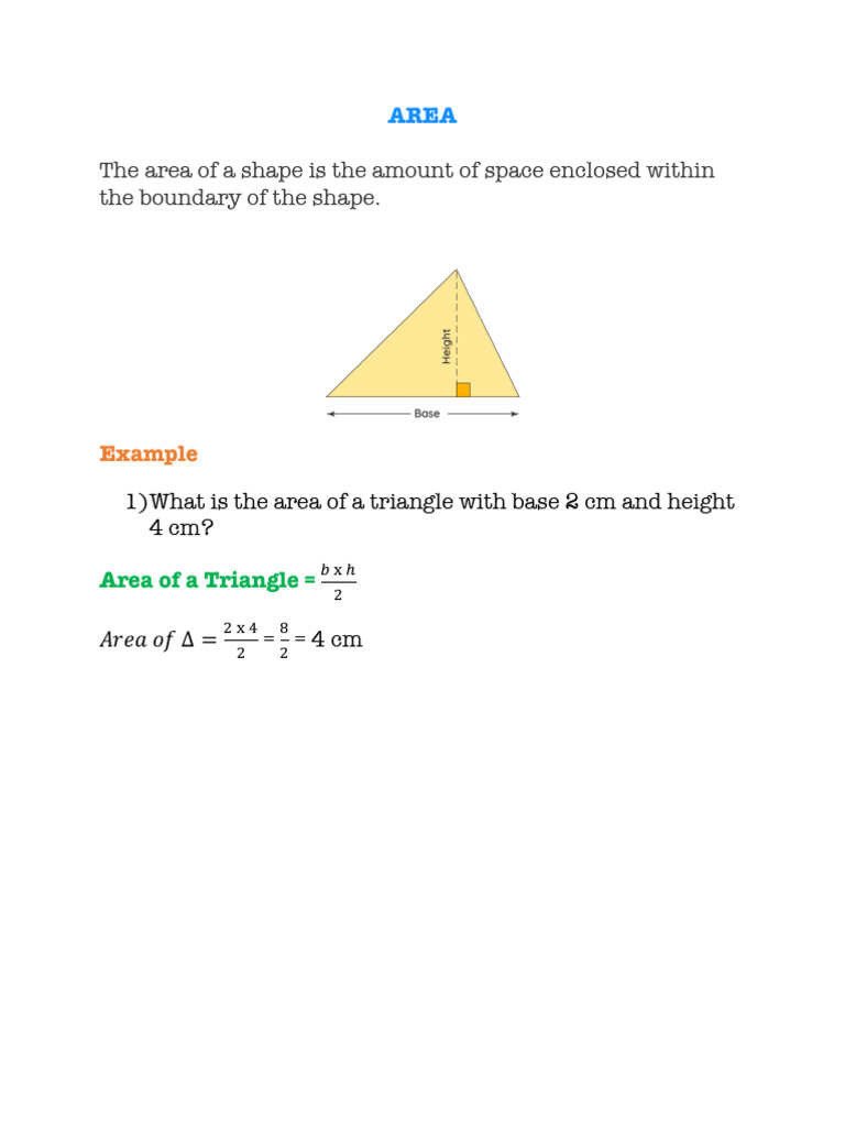 Areas | PDF | Area | Geometric Shapes