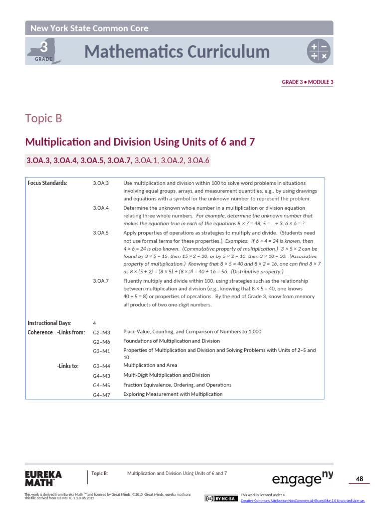 math-g3-m3-topic-b-overview | PDF | Multiplication | Equations