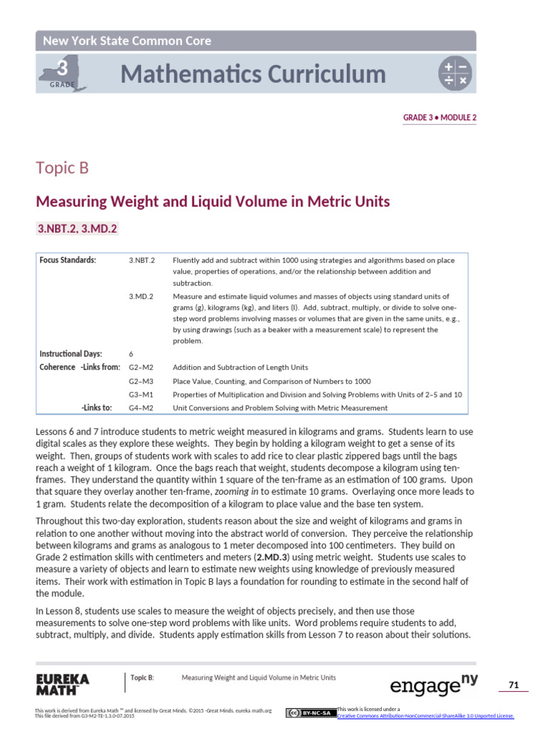 math-g3-m2-topic-b-overview | PDF | Weight | Mass