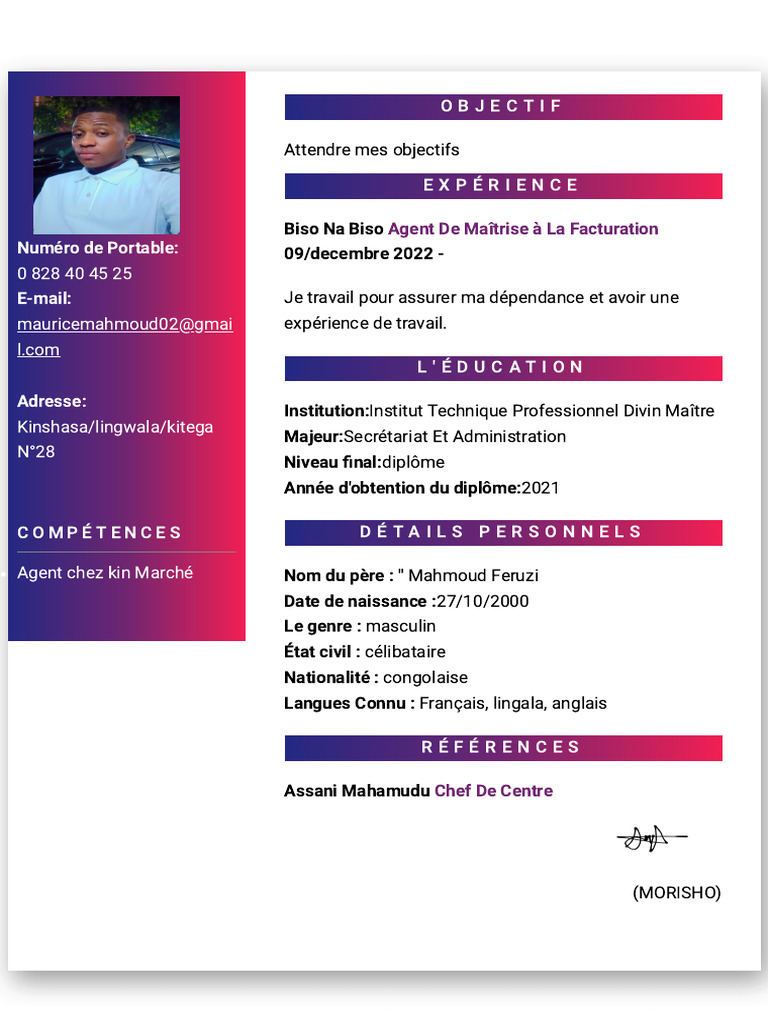 CV de Maurice Mahmoud - Agent de Maîtrise | PDF