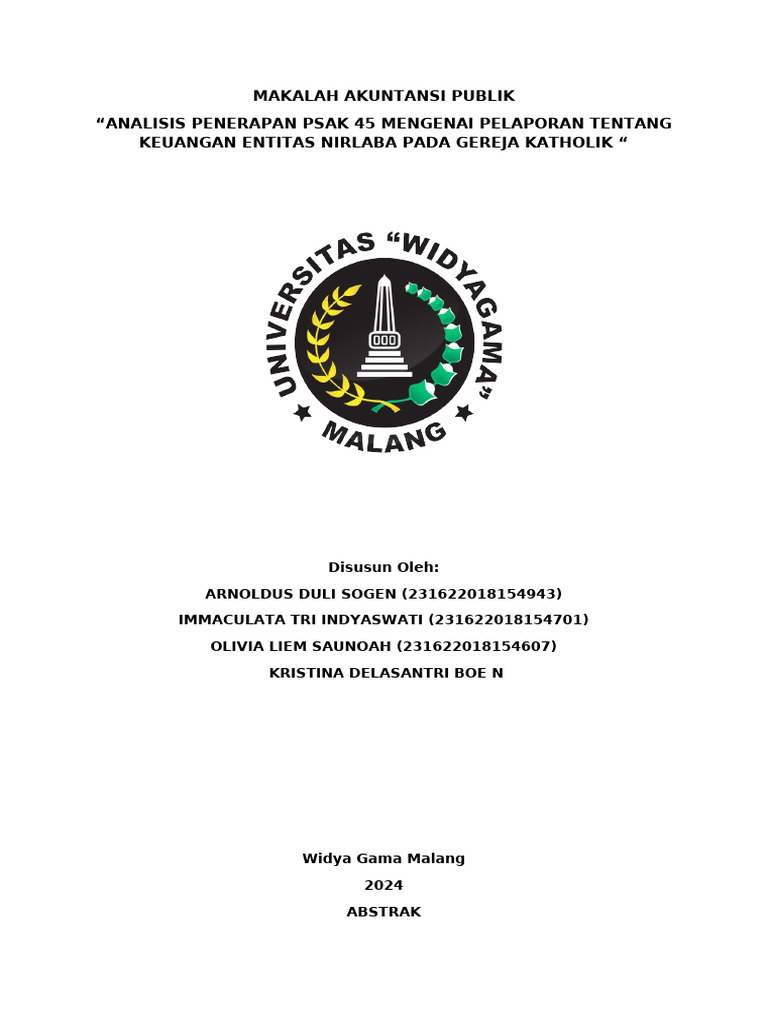 Analisis PSAK 45 pada Gereja Nirlaba | PDF