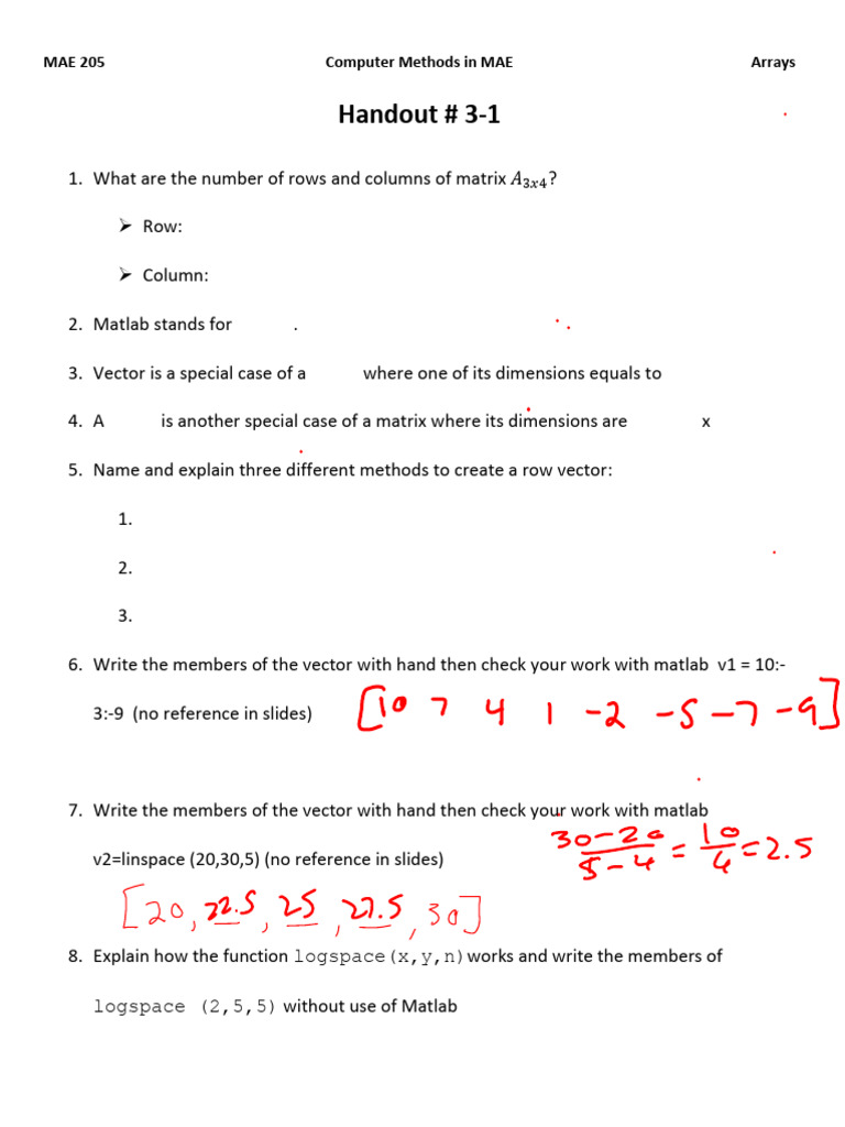 Handout #3-1 (1) | PDF | Matrix (Mathematics) | Functions And Mappings