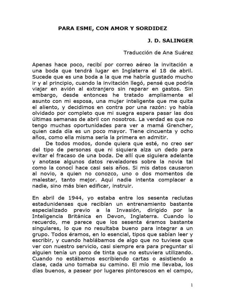 Pdfcoffee.com Salinger Para Esme PDF Free | PDF