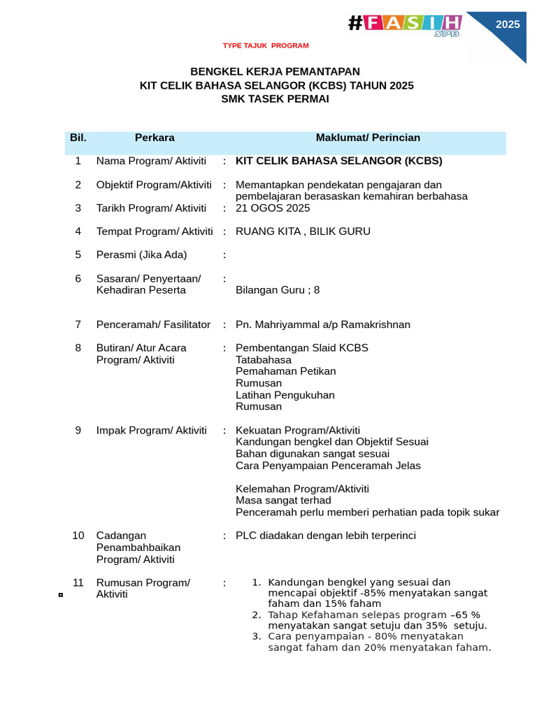Bengkel KCBS 2025: Pemantapan Bahasa | PDF