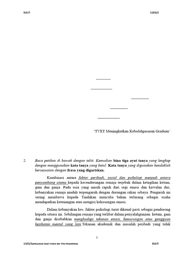 BM Kertas 2 Percubaan SPM | PDF