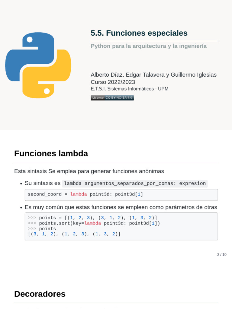 5.5. Funciones Especiales | PDF | Python (lenguaje de programación ...