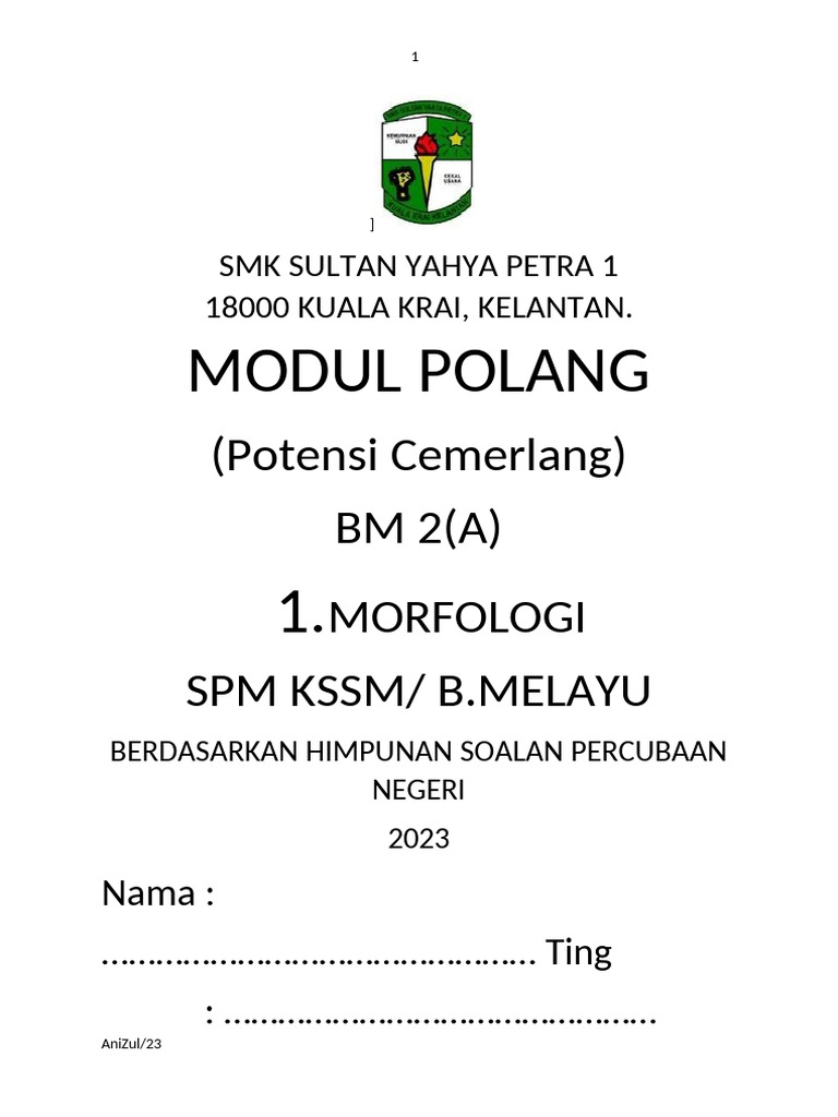 A. BM2 (A1) Modul Polang Percubaan SPM 2023 | PDF