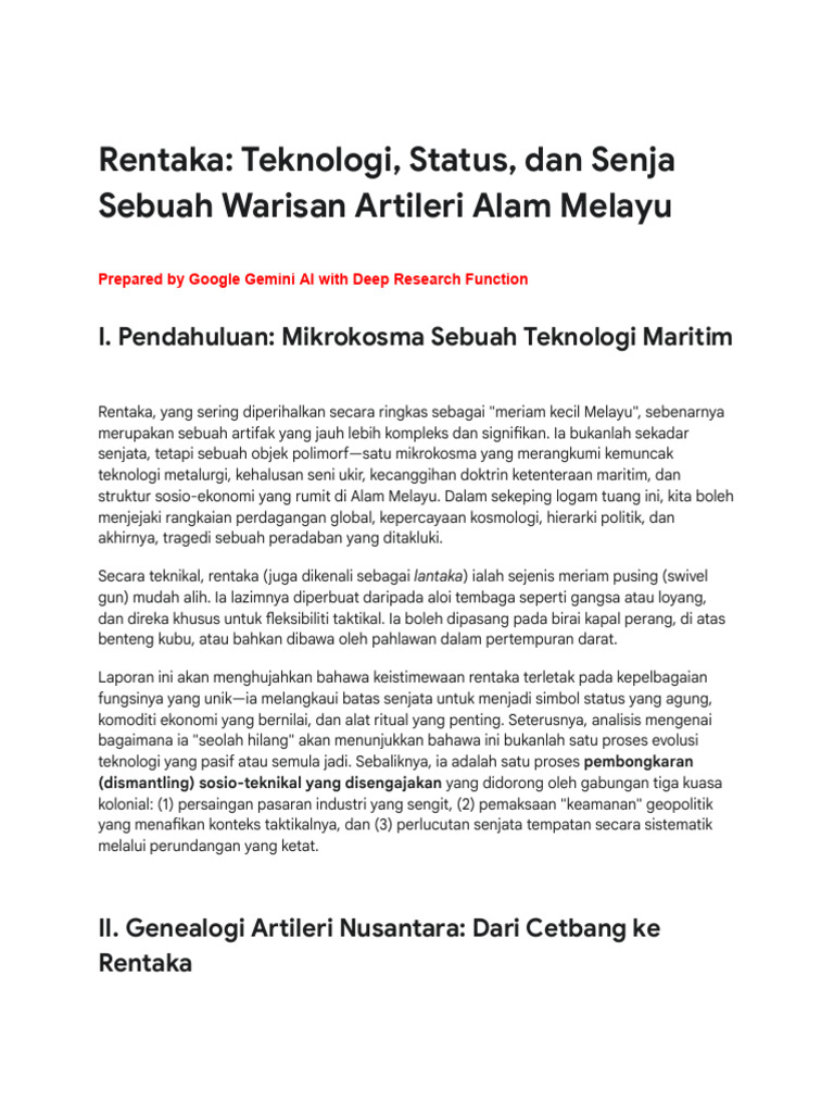 Keistimewaan Rentaka dalam Artileri Melayu | PDF