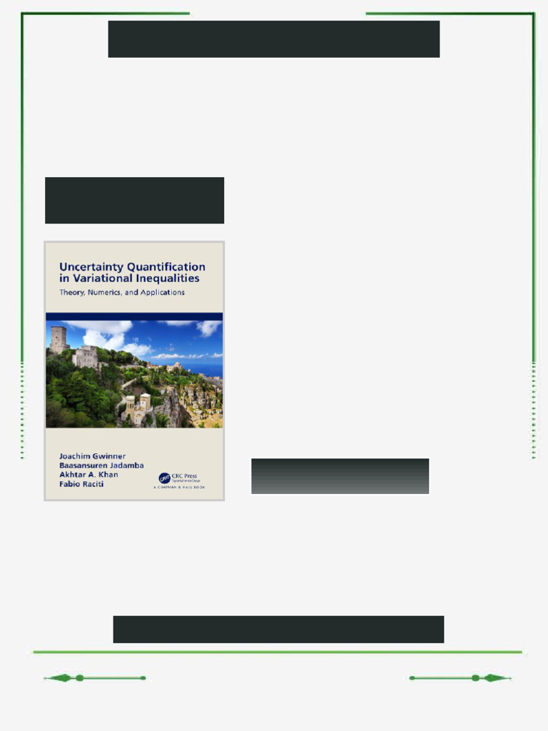 Uncertainty Quantification in Variational Inequalities: Theory, Numerics, and Applications 1st ...