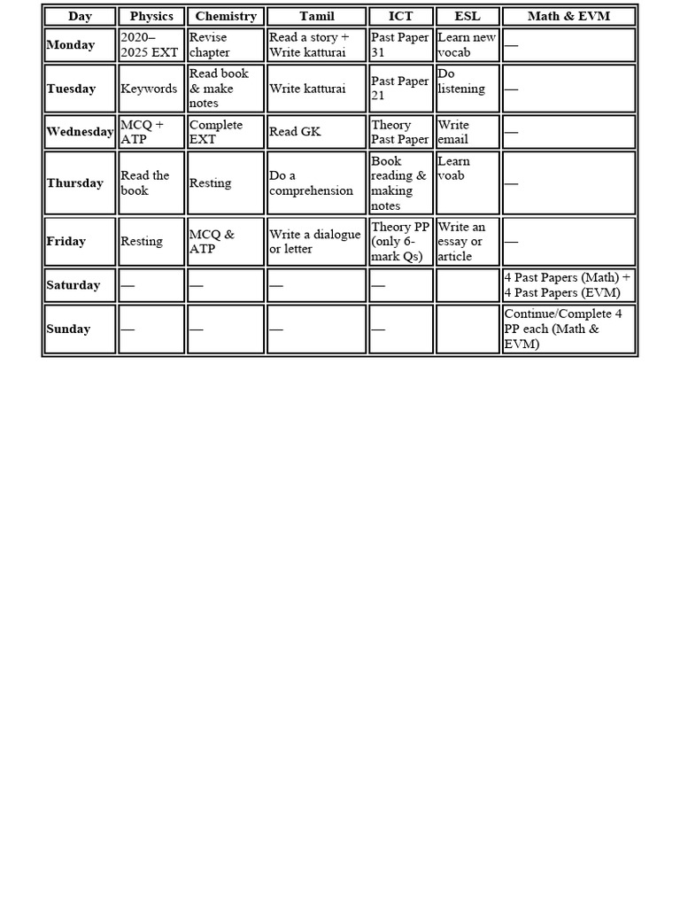 Time Table | PDF