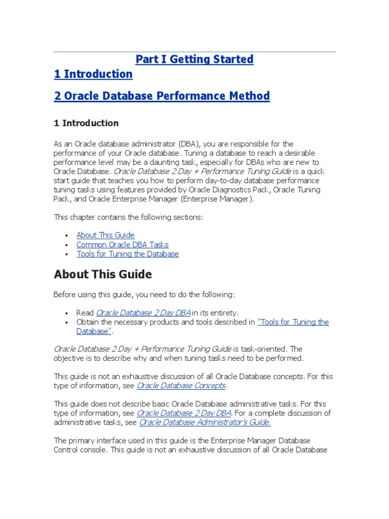 Oracle® Database 2 Day Performance Tuning Guide | PDF | Oracle Database ...