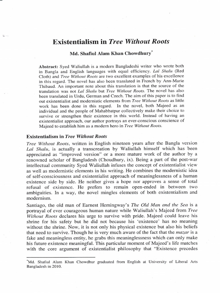 Existentialism in Tree Without Roots | PDF | Existentialism | Existence