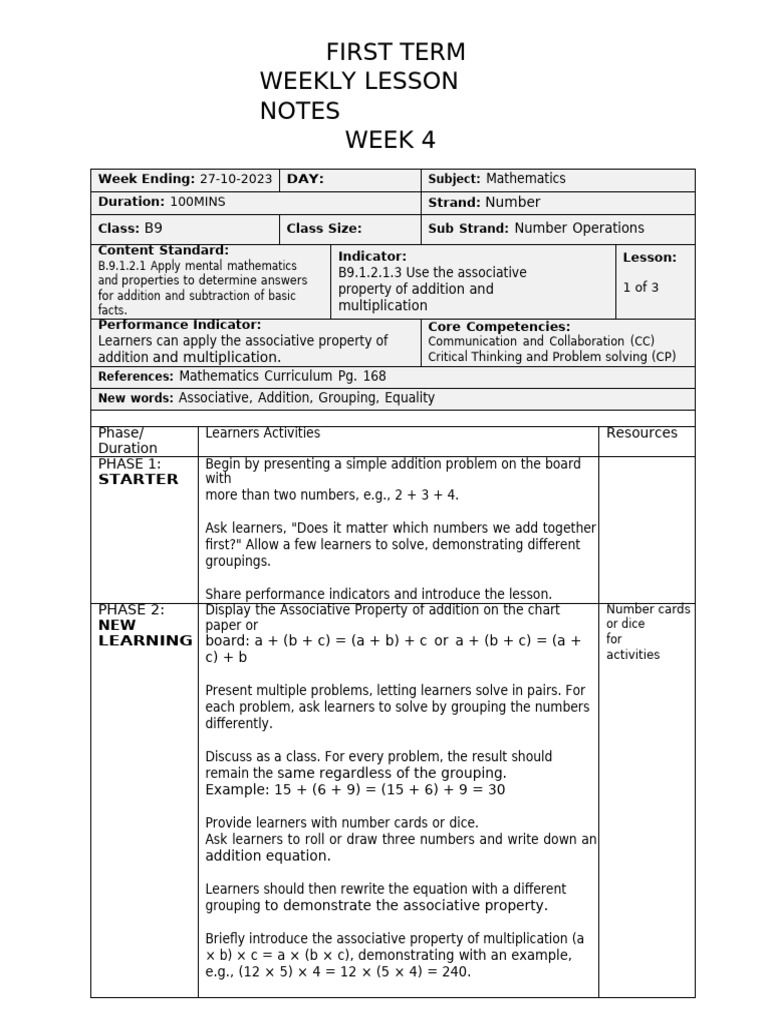 b9 Maths Wk4 | PDF | Mathematics | Multiplication