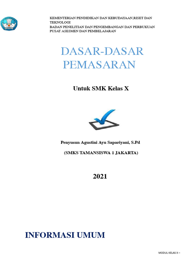 Modul Ajar 4 Dasar Dasar Pemasaran | PDF