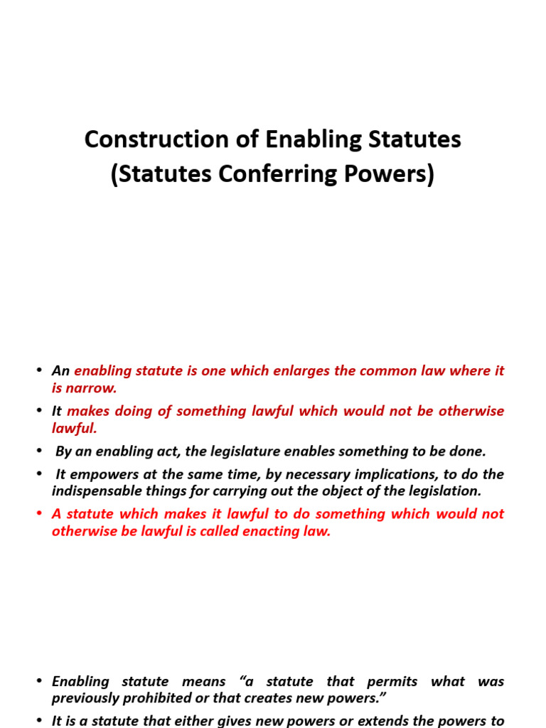 Understanding Enabling Statutes Explained | PDF | Statutory ...