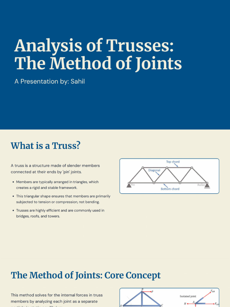 Analysis of Trusses by Method of Joints | PDF