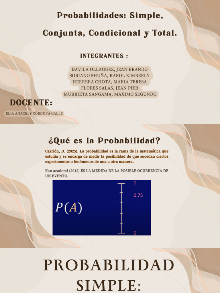 Probabilidad, Simple, Conjunta, Condicional y Total | PDF