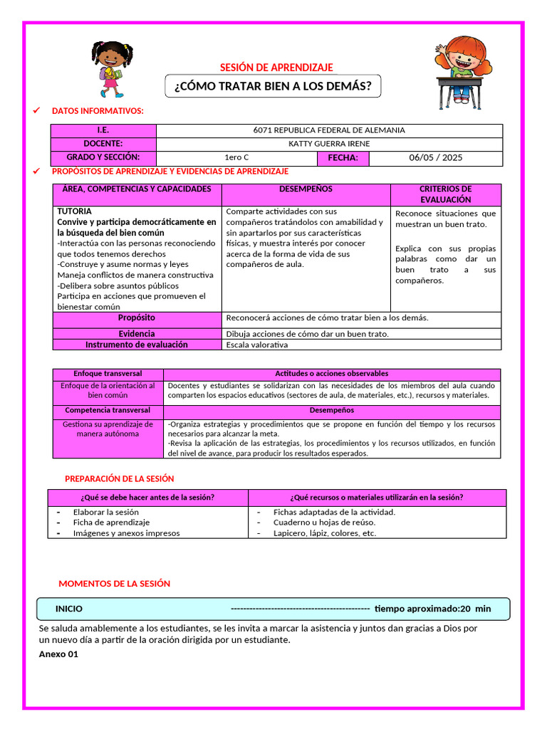 Sesion Como Tratamos A Los Demás | PDF | Evaluación | Aprendizaje
