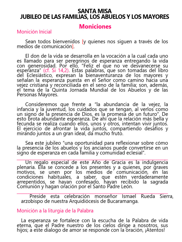 Jubileo de Abuelos y Familias: Esperanza | PDF | Oración | María, madre ...