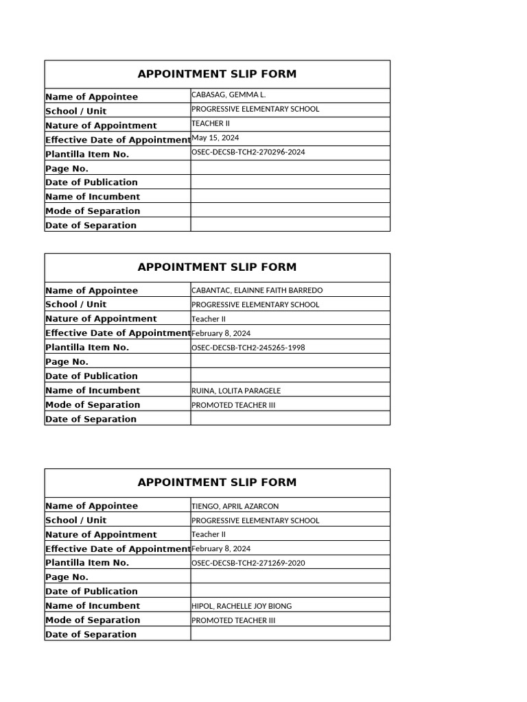 Appointment Slip | PDF