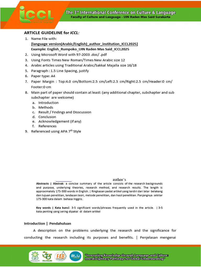 Template Full Paper Iccl 2025-1 | PDF | Abstract (Summary)