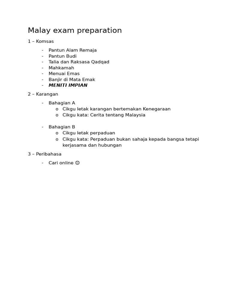 Malay Exam Preparation | PDF