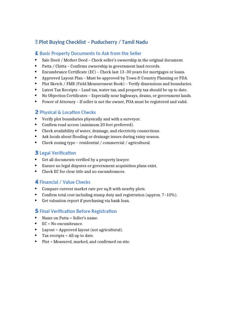 Plot Buying Checklist | PDF