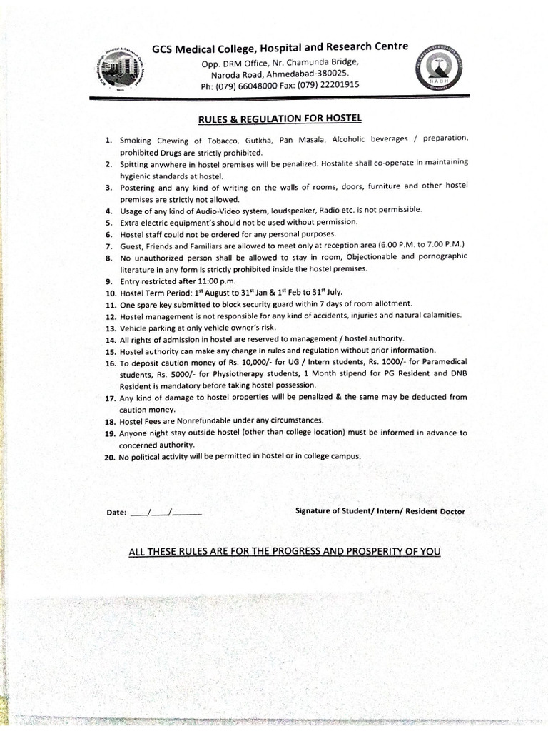 Rules and Regulation For Hostel | PDF