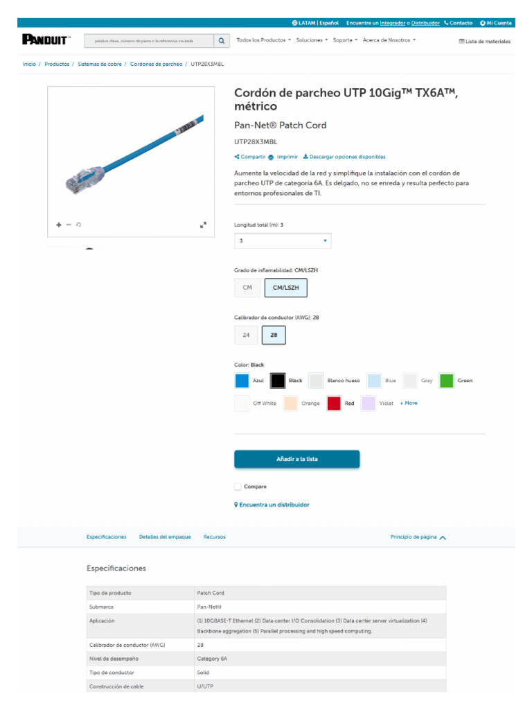 Screencapture Panduit Latam Es Products Copper Systems Patch Cords ...