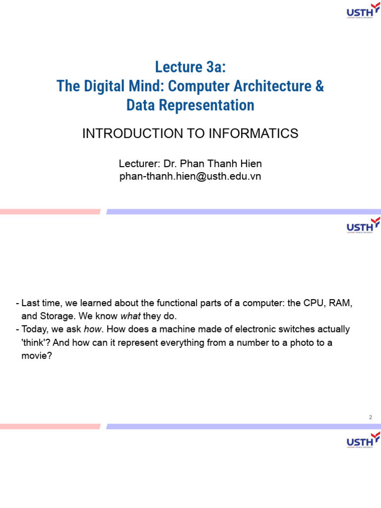 ICT1.001 Lecture 3a_ the Digital Mind_ Computer Architecture & Data Representation | PDF | Logic ...