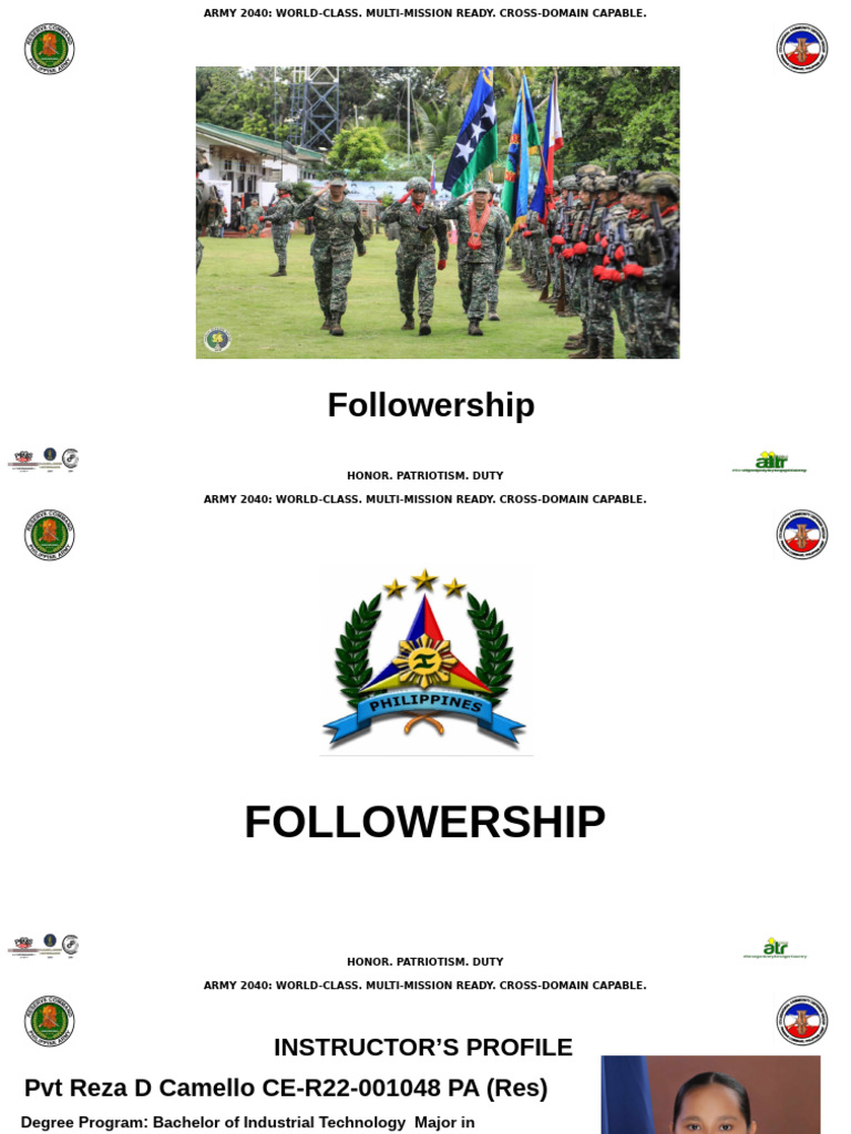 Importance of Followership in Army 2040 | PDF | Patriotism | Social ...