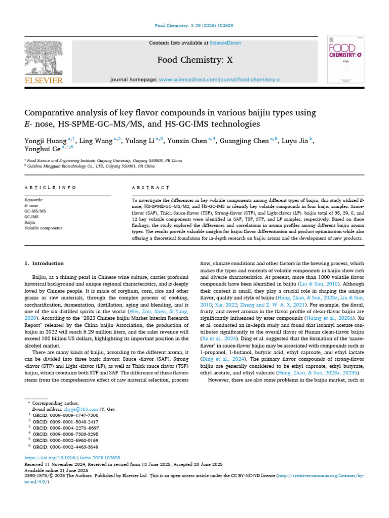 Comparative Analysis of Key Flavor Compounds in Various Baijiu Types ...