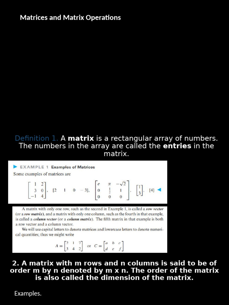 Matrices and Operations On Matrices 1 | PDF | Matrix (Mathematics) | Mathematical Objects