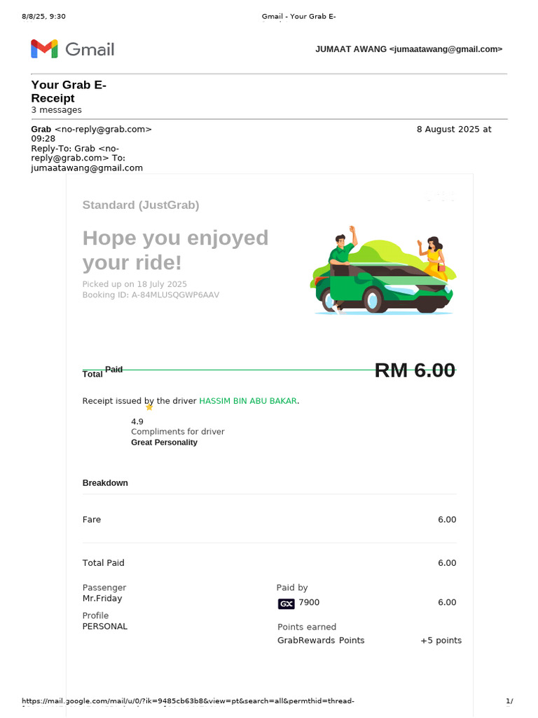 Gmail - Your Grab E-Receipt-NEW | PDF