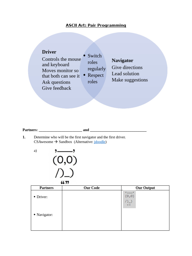 ASCII Art Pair Programming Guide | PDF