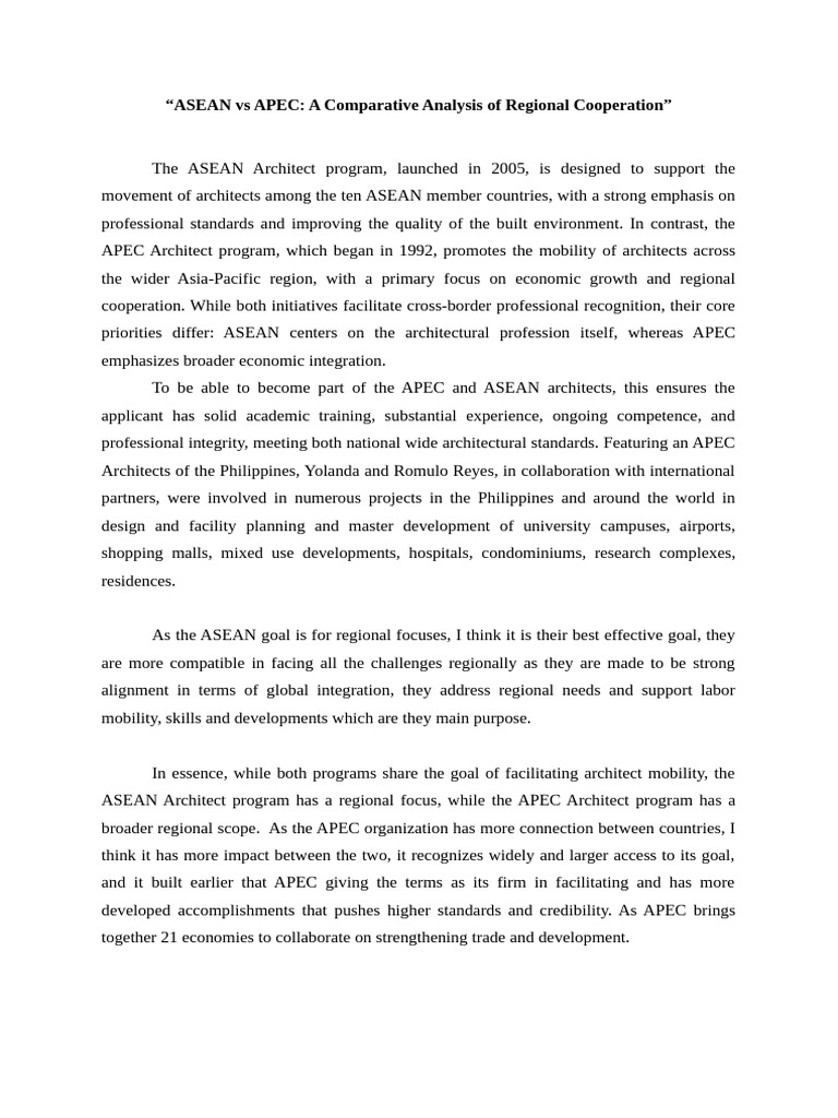 Asean vs Apec | PDF