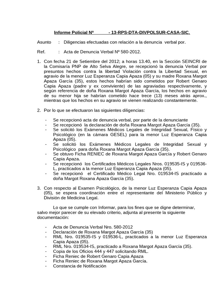Informe Policial Ramos Ampliaciones | PDF