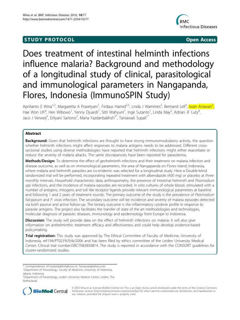 Helminth Treatment Impact on Malaria | PDF | Polymerase Chain Reaction ...