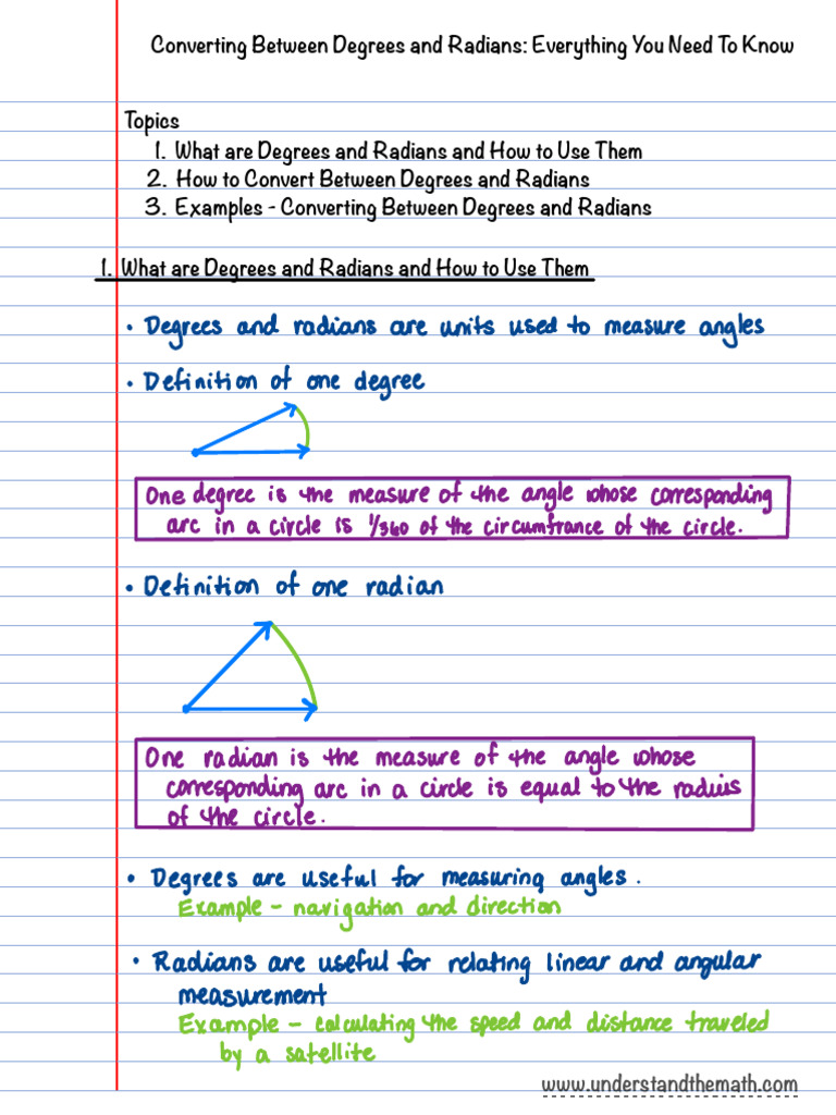 T1.3 Converting Degrees Radians | PDF